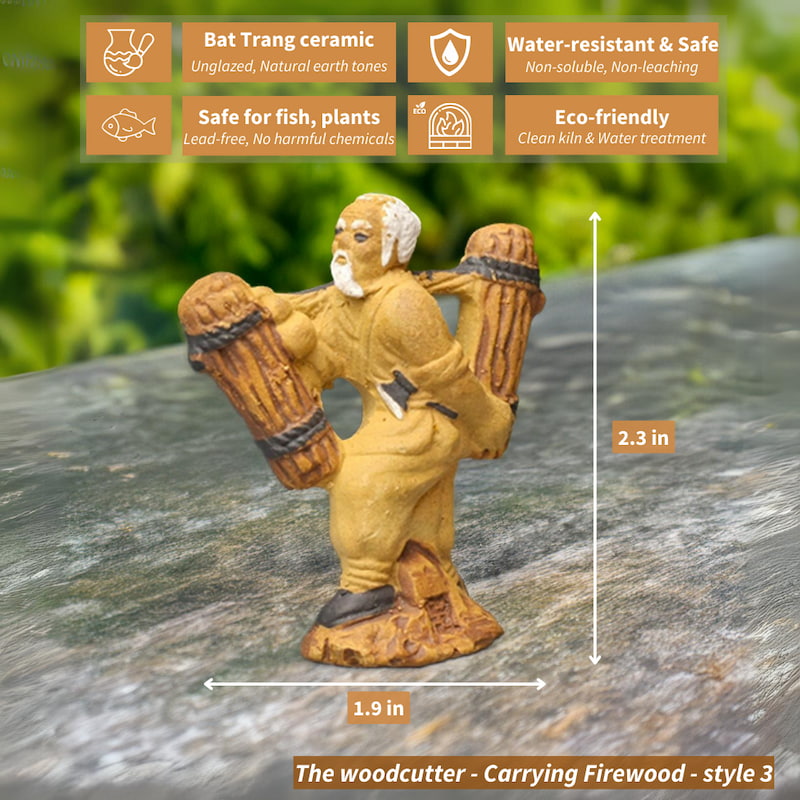 Bat Trang Mudmen Woodcutter Figurine | Bonsai & Terrarium Decor | The ...