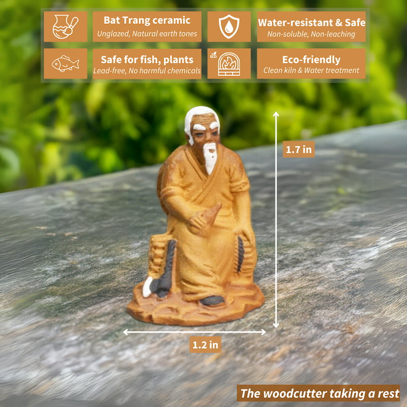 Bat Trang Mudmen Woodcutter Figurine | Bonsai & Terrarium Decor | The ...
