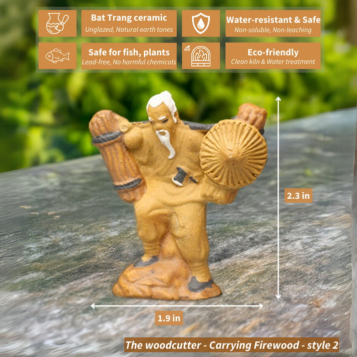 Bat Trang Mudmen Woodcutter Figurine | Bonsai & Terrarium Decor | The ...